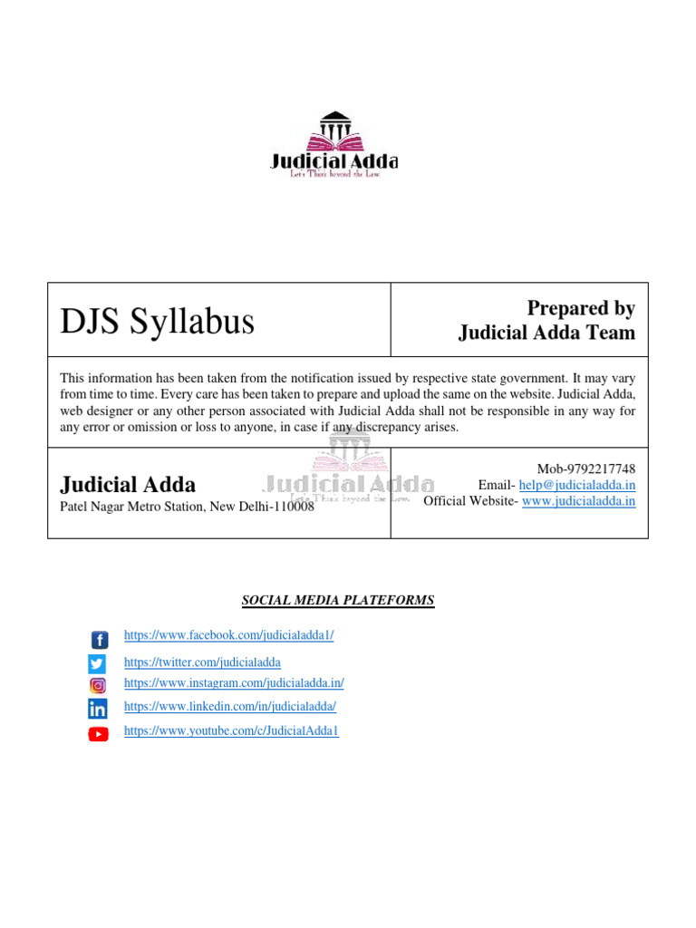 DJS Syllabus | PDF | Finance & Money Management | Law