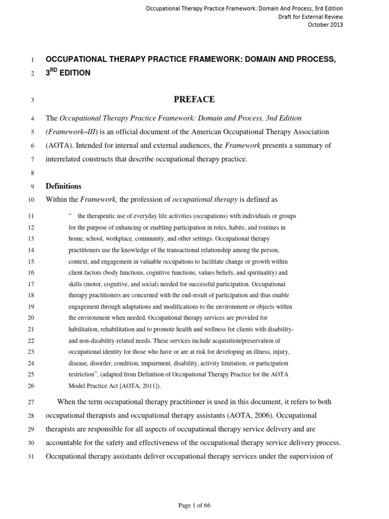 Framework AOTA 2013 | PDF | Self-Improvement | Science & Mathematics