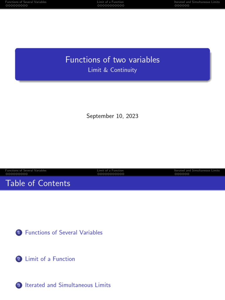 Functions Of Two Variables Limits Pdf Function Mathematics Variable Mathematics