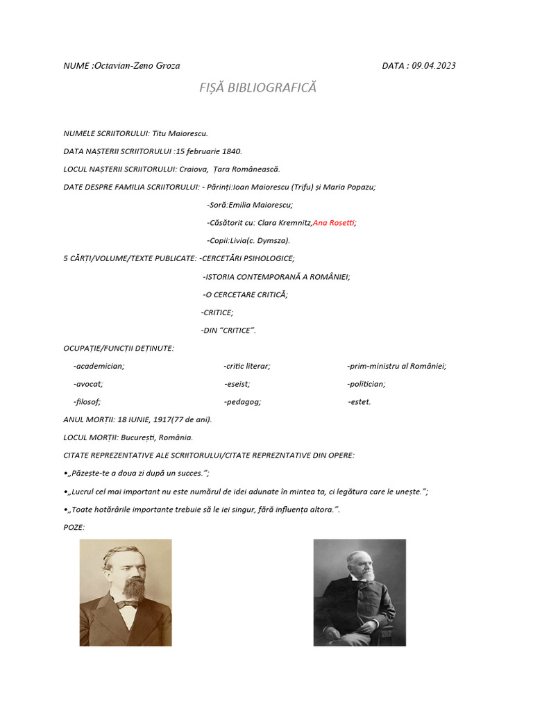 Biografie TITU MAIORESCU PDF