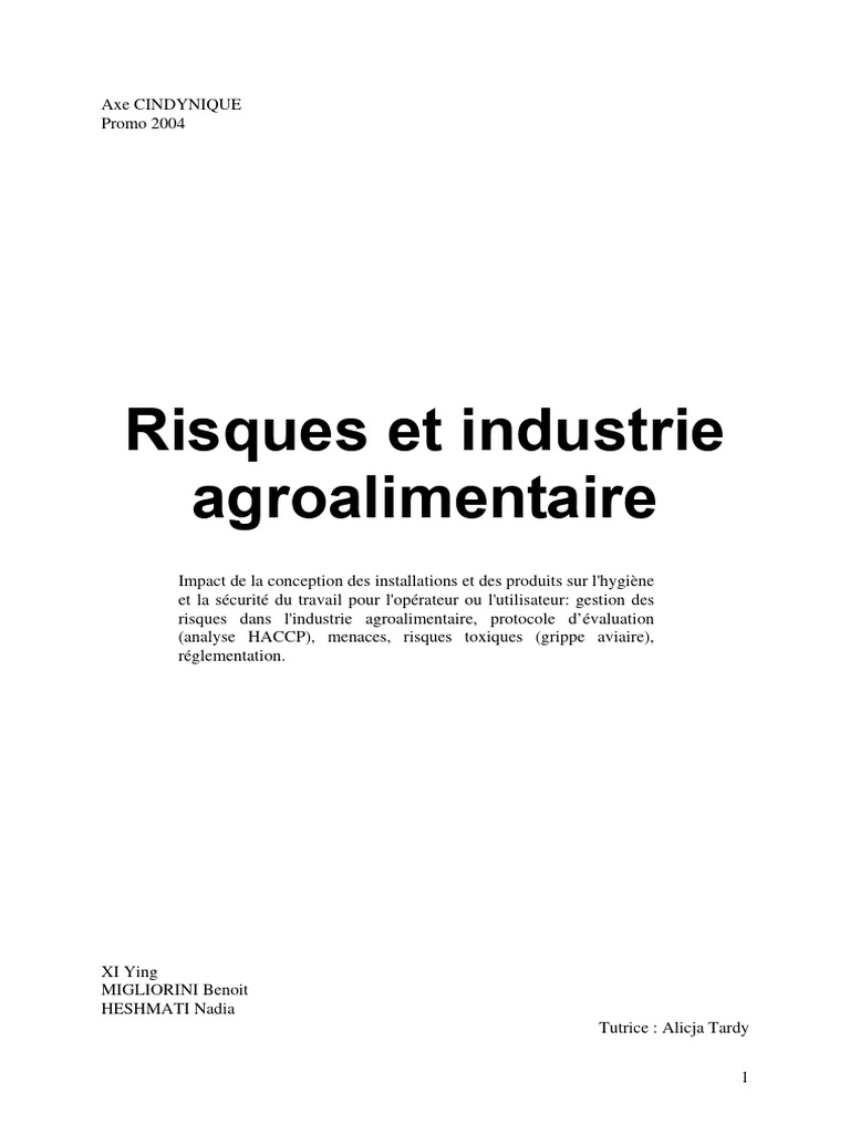Risques Et Industrie Agroalimentaire (2) | PDF