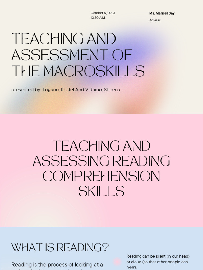 Teaching and Assestment of The Macroskills | PDF | Reading ...
