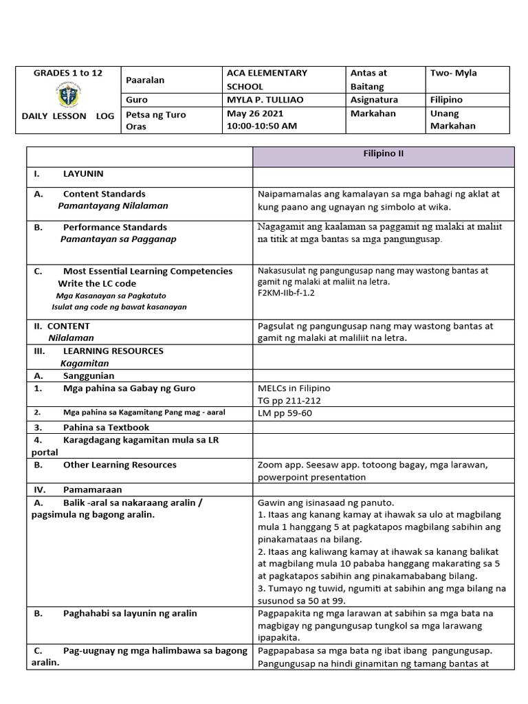 Co Grade 2 Filipino | PDF