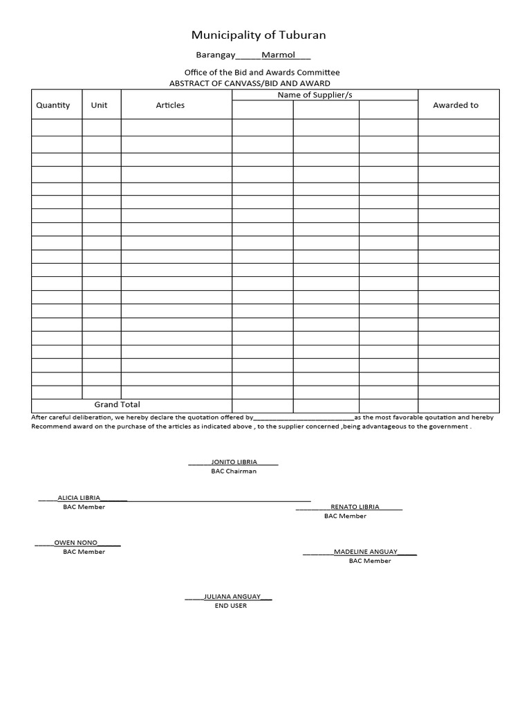 Abstract of Canvass | PDF