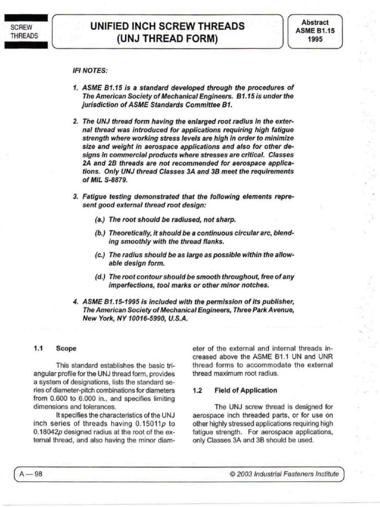 Abstract of ASME B1.15 1995 | PDF
