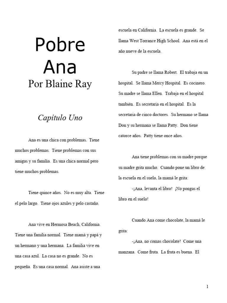 Pobre Ana Level 2 Novel 1 | PDF