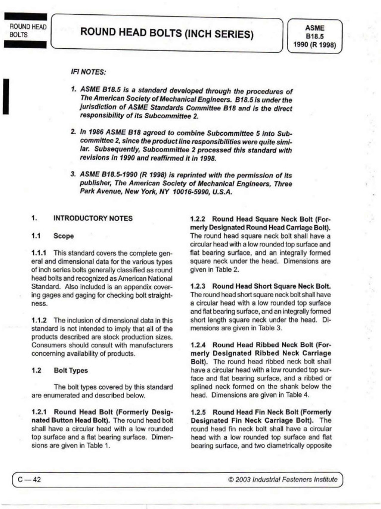 ASME B18.5 1998 | PDF
