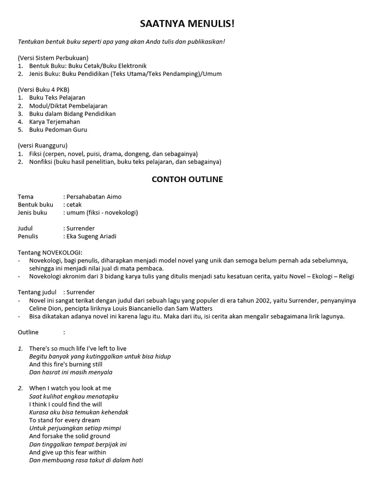 Wajib Dibaca Dan Dikerjakan - CONTOH OUTLINE - Eka | PDF