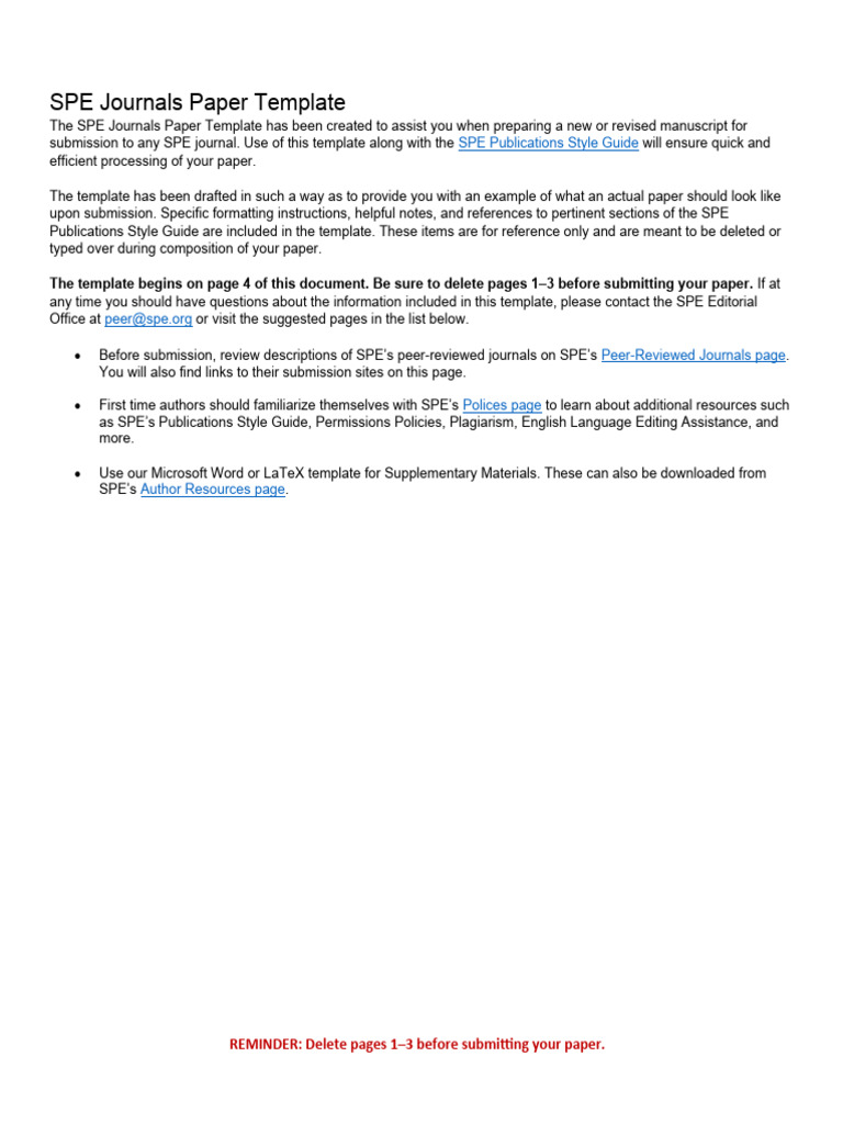 Spe Journals Paper Template | PDF