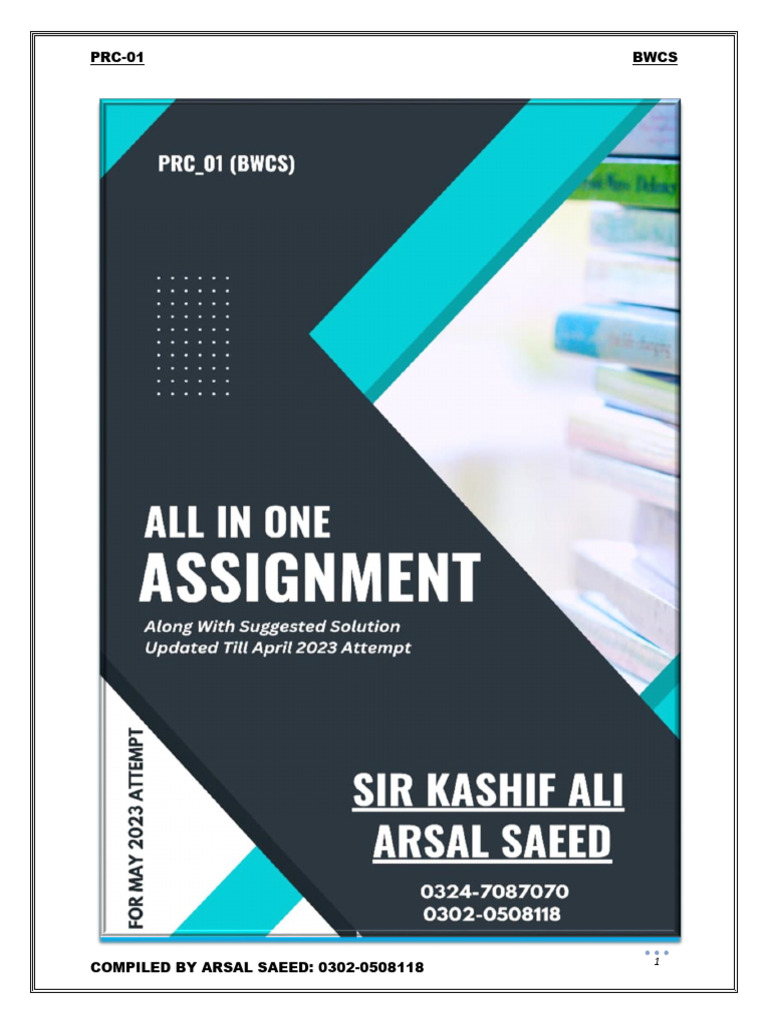 Bwcs Updated Assignment (May 2023) Along With Solution (Arsal Saeed) | PDF