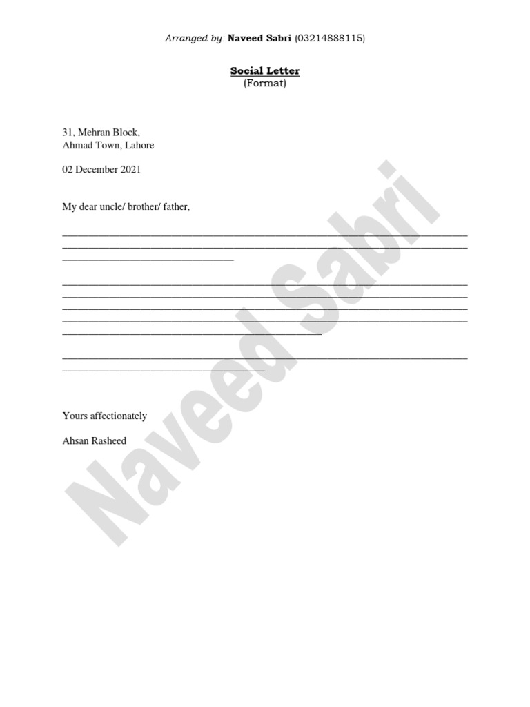 BWCS Format - Social Letter | PDF