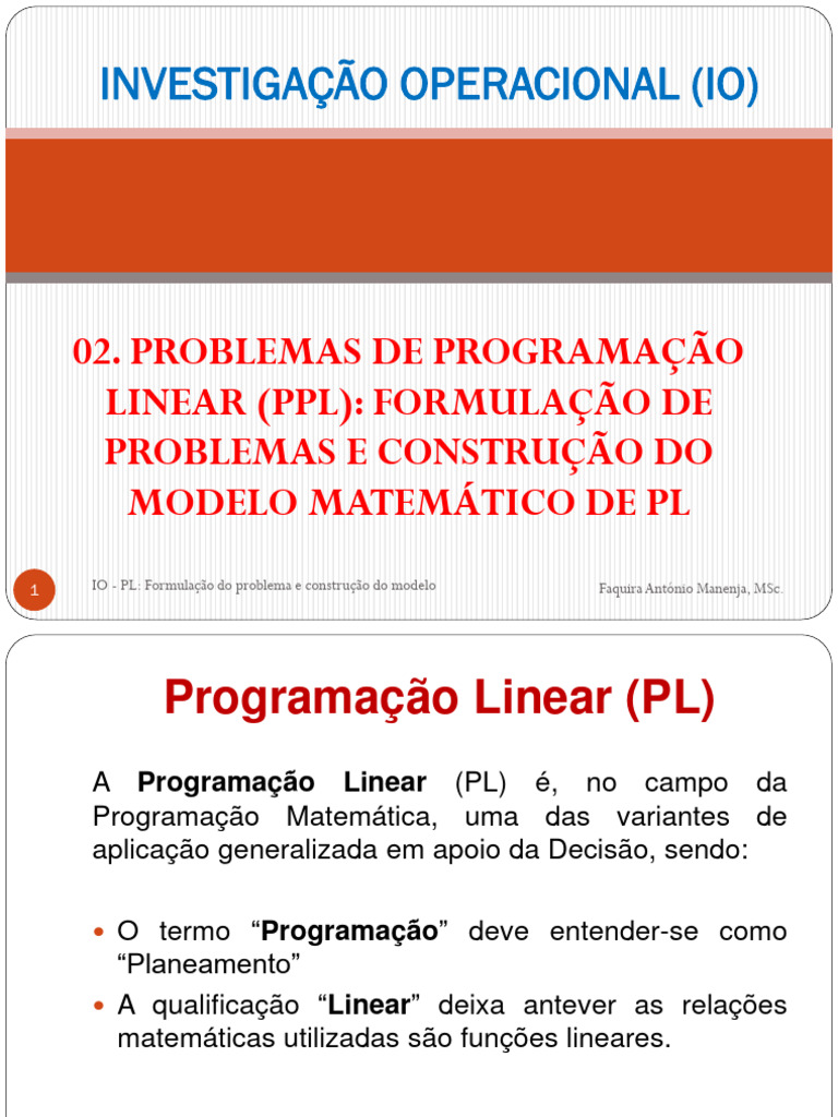 02 IO - Formulação de Problemas e Construção Do Modelo de PL USTM 2021B ...