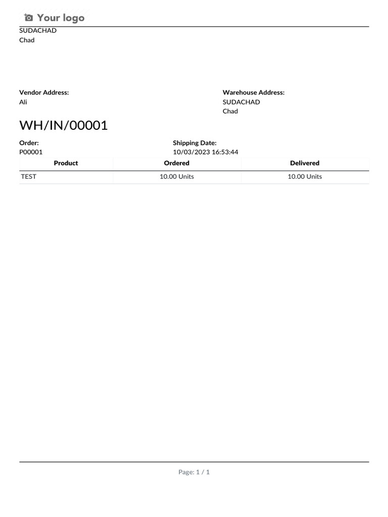 Order P00001 Shipping Details | PDF