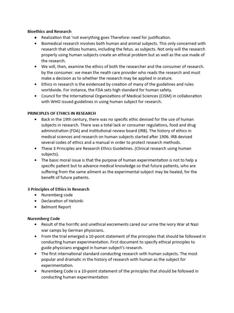 Bioethics and Research | PDF