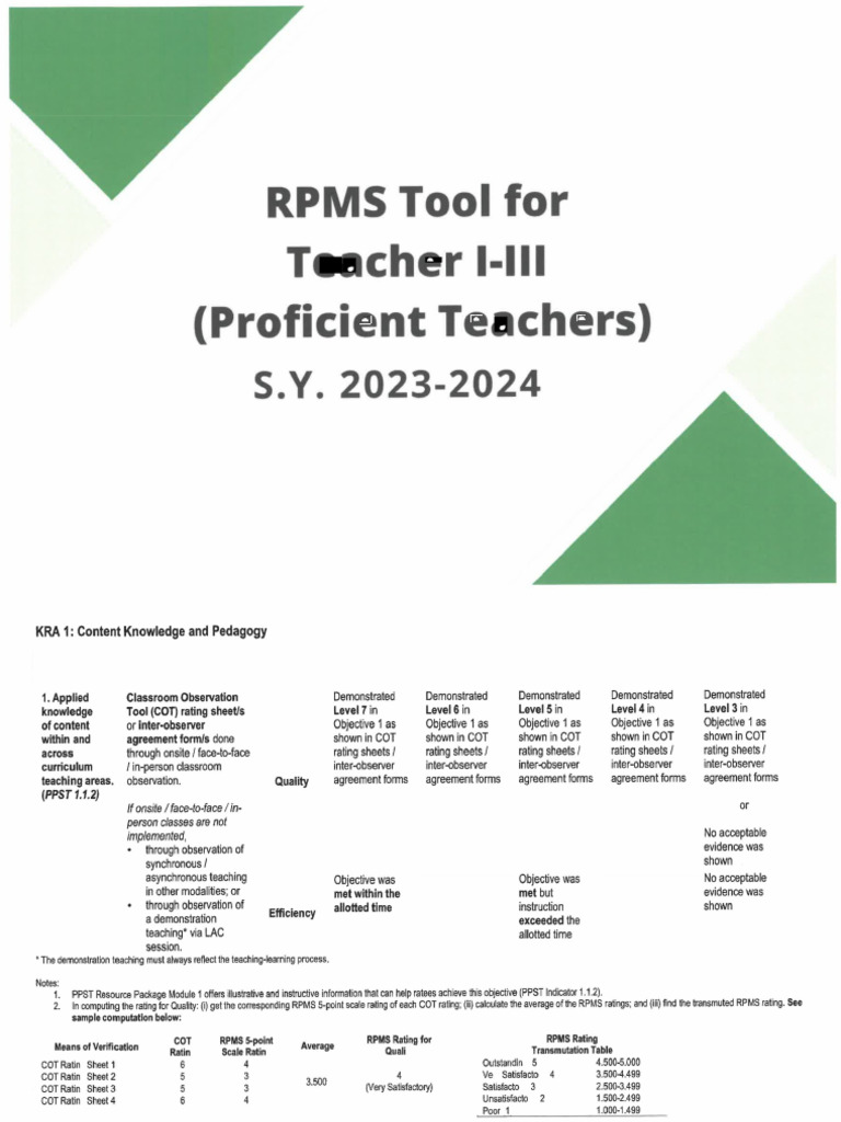 RPMS 2023 2024 - Ti Iii | PDF