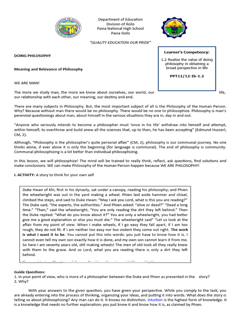 Module 1 Doing Philosophy | PDF