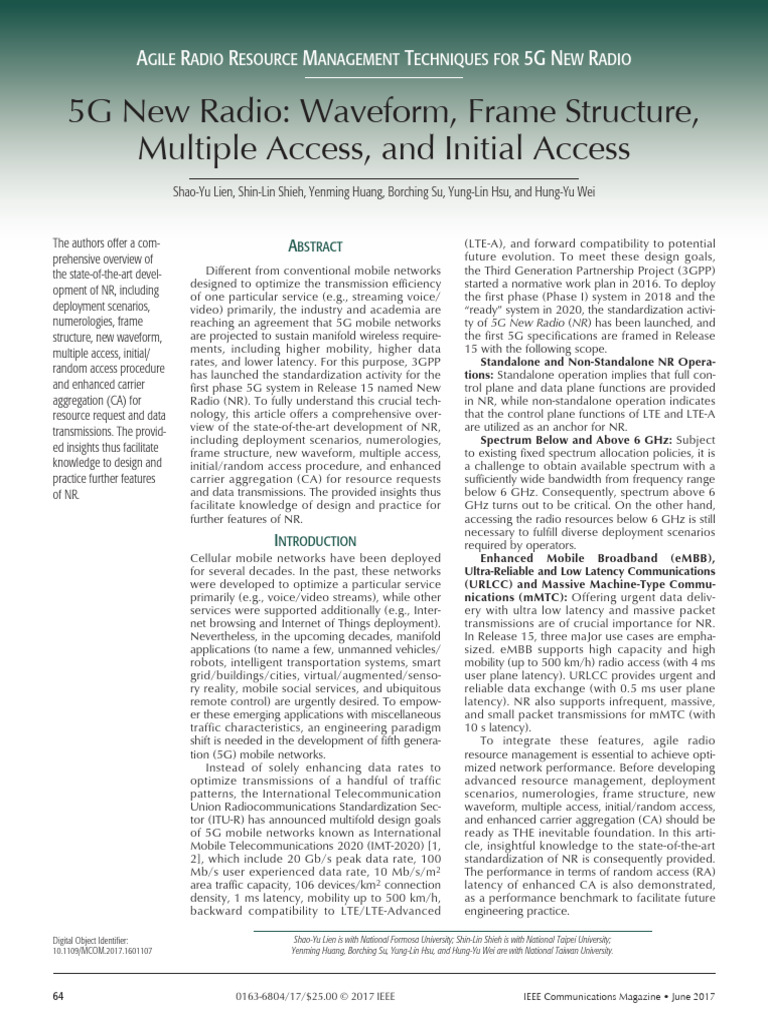 2017-5G New Radio Waveform Frame Structure Multiple Access and Initial Access | PDF | Orthogonal ...