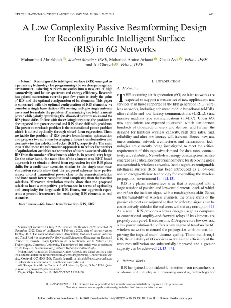 2023-A Low Complexity Passive Beamforming Design For Reconfigurable Intelligent Surface RIS in ...