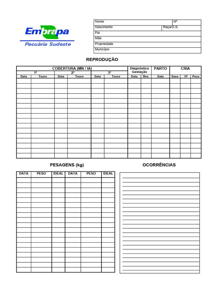 Anexo 2 - Ficha Zootécnica Individual | PDF