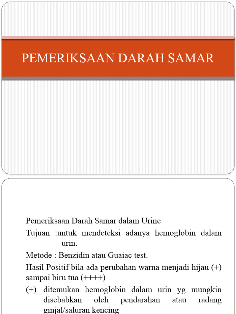 Pemeriksaan Darah Samar - Pert13 | PDF