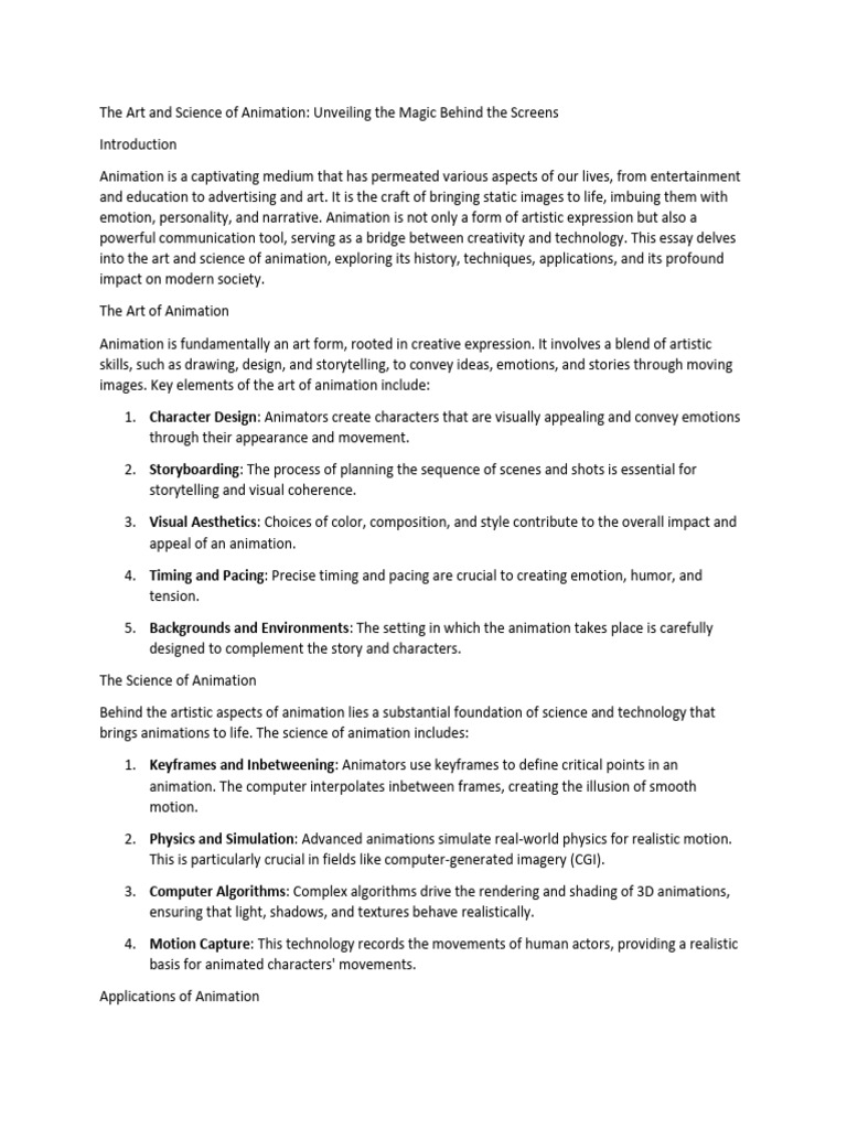 The Art and Science of Animation | PDF