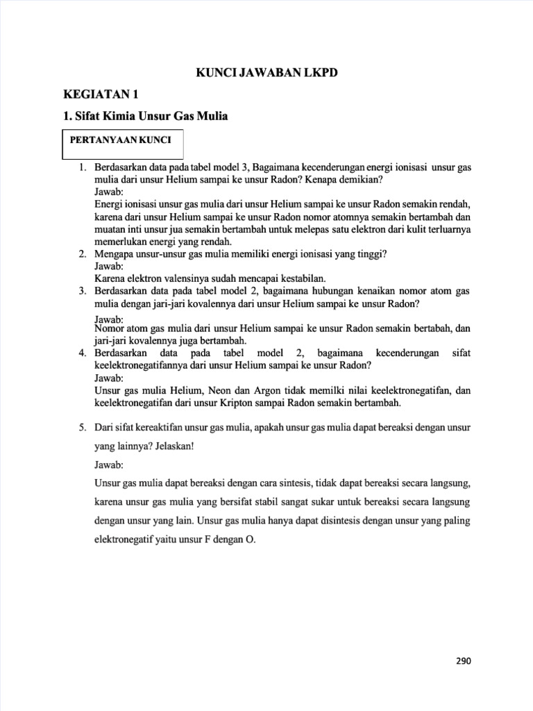 PDF Kunci Jawaban LKPD Gas Mulia - Compress | PDF
