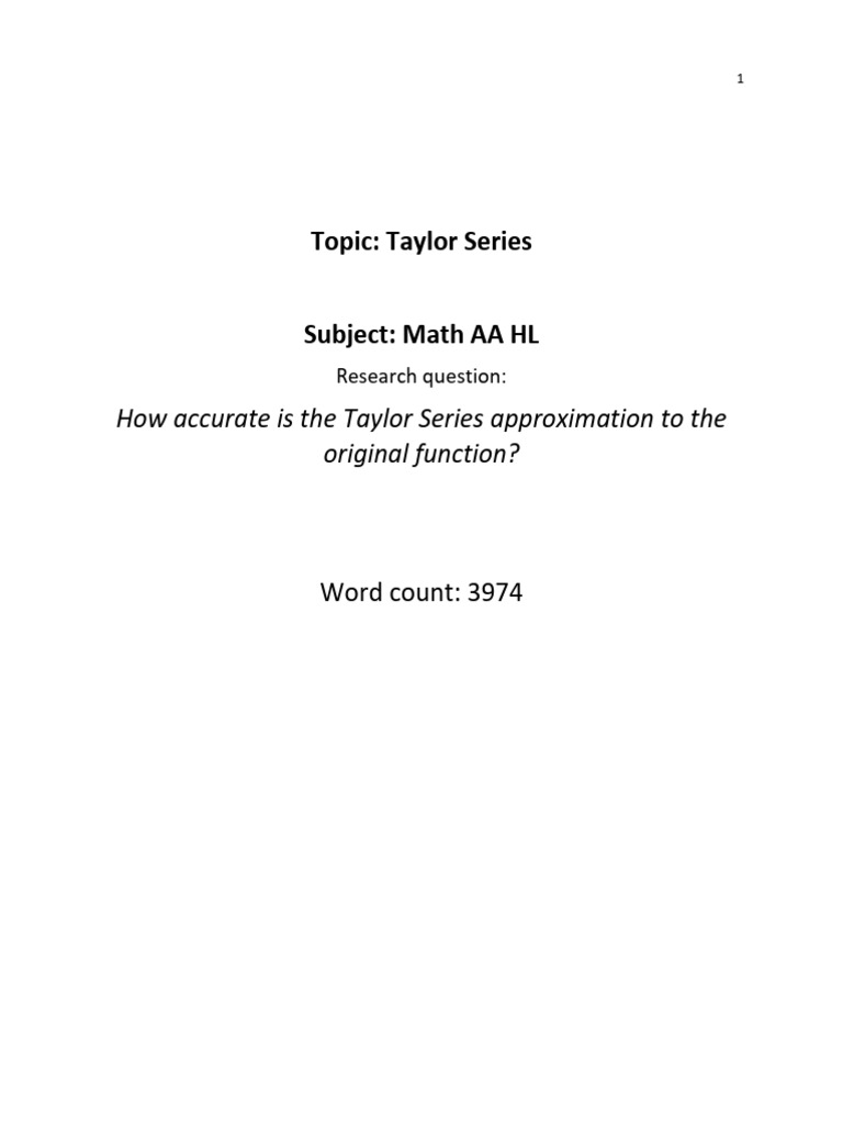 EE - Taylor Series Accuracy of Approximation | PDF