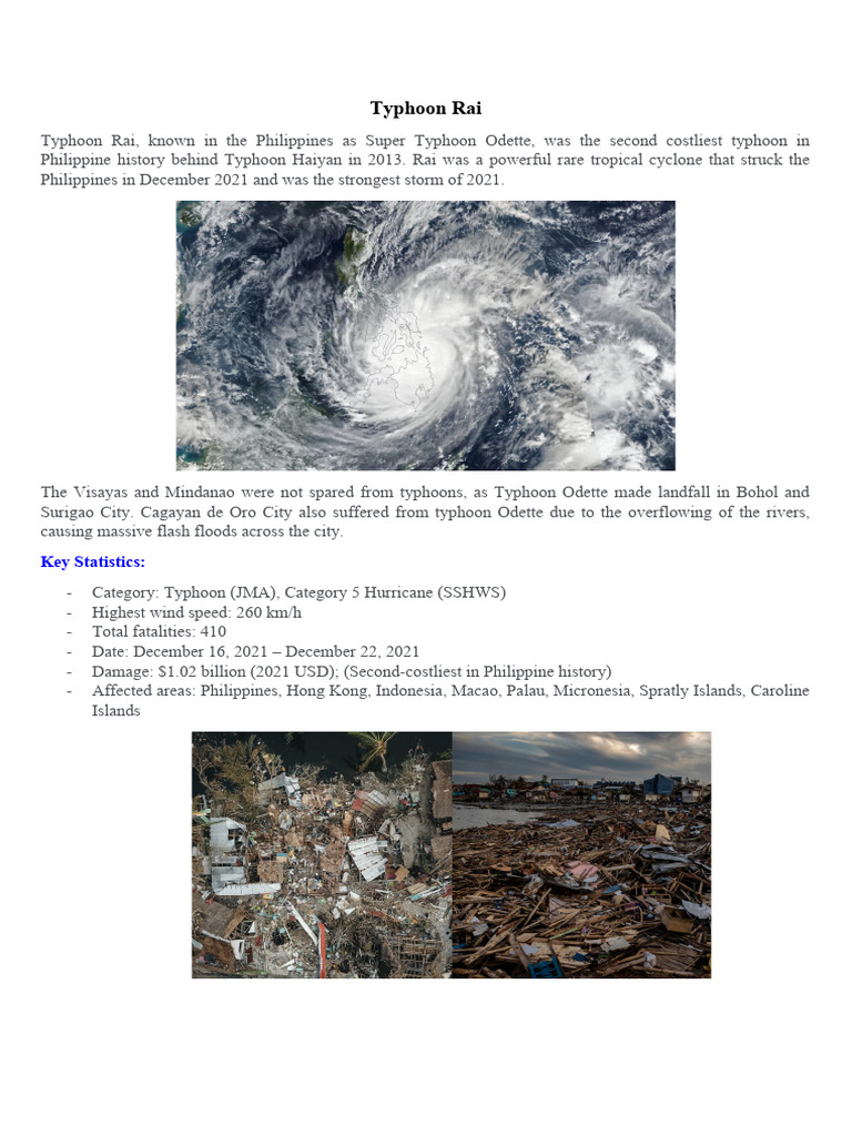 Typhoon Rai | PDF | Tropical Cyclones | Tropical Cyclone Seasons