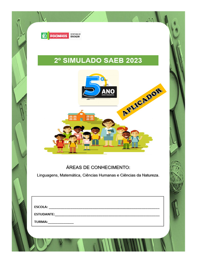 2º Simulado Saeb 2023 - Aplicador | PDF