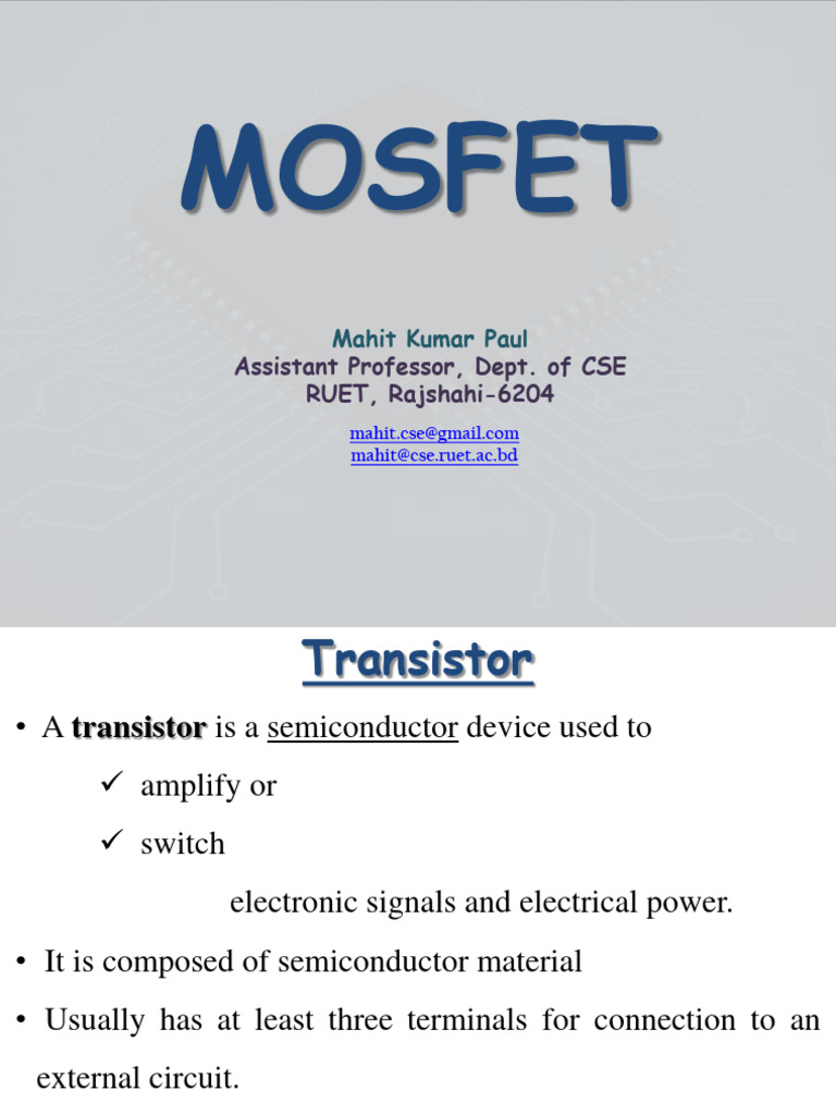 0 1 MOSFET-Basic | PDF