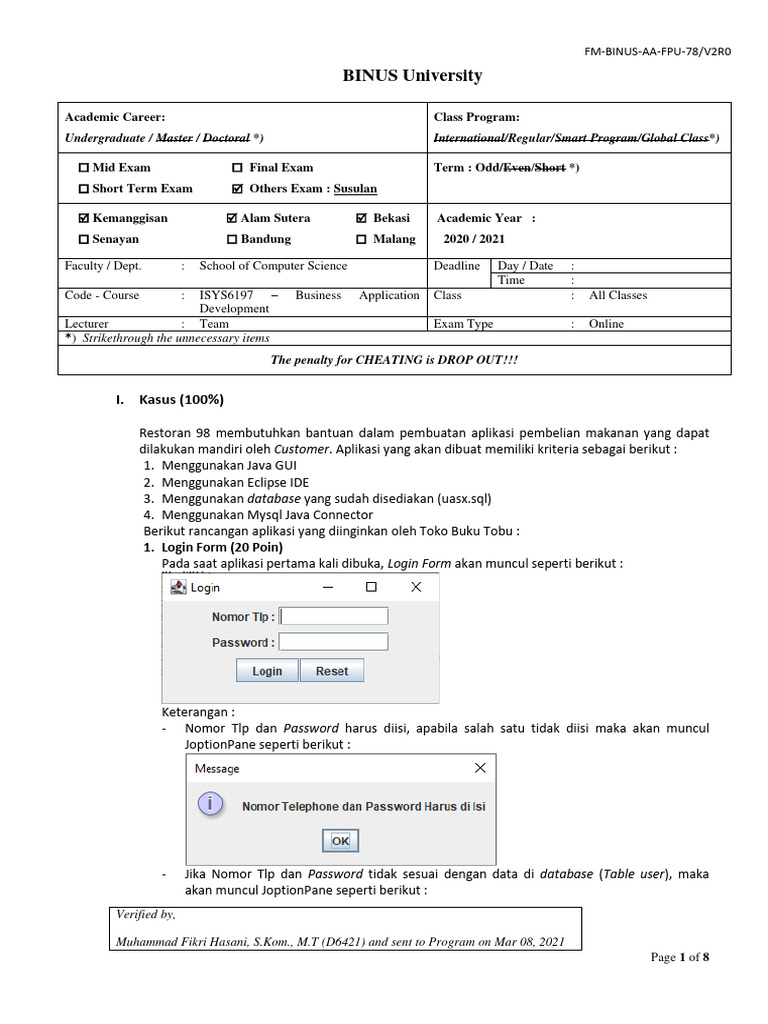 ISYS6197_Business Application Development_Reguler_UAS_SUSULAN | PDF