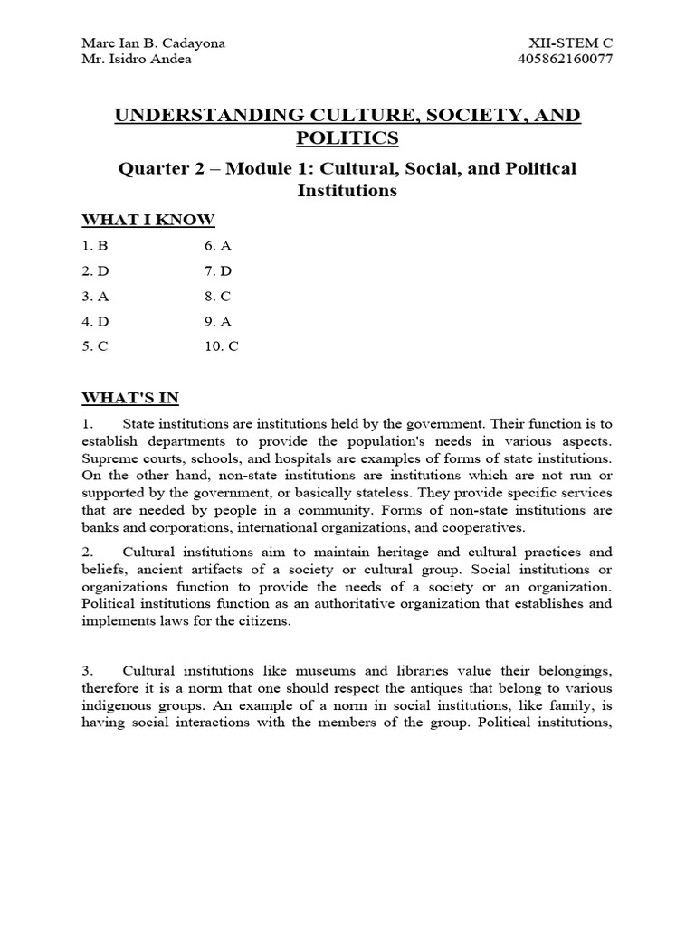 Ucsp Q2 Week 1 | PDF