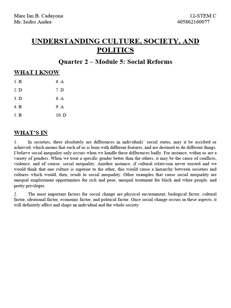 Ucsp Q2 Week 5 | PDF | Social Science