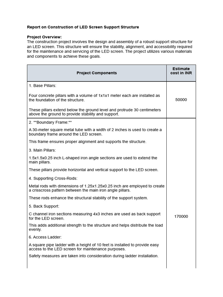 LED Screen Support Structure Report | PDF | Column | Building Engineering