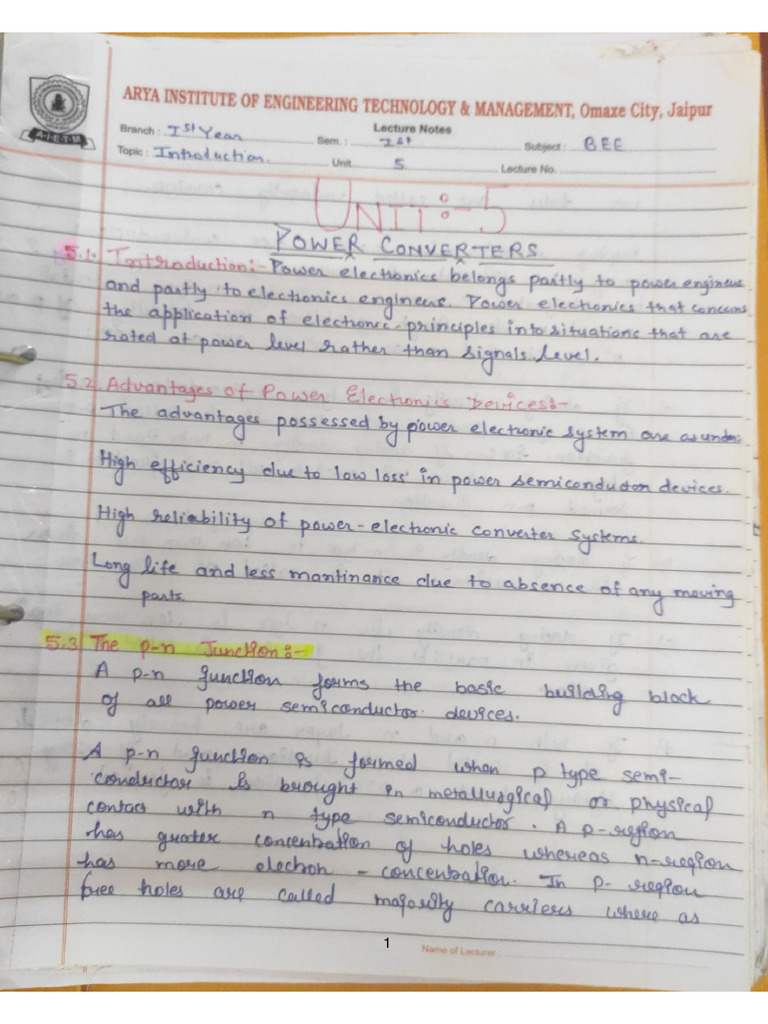 BEE Unit-5 Power Converter | PDF