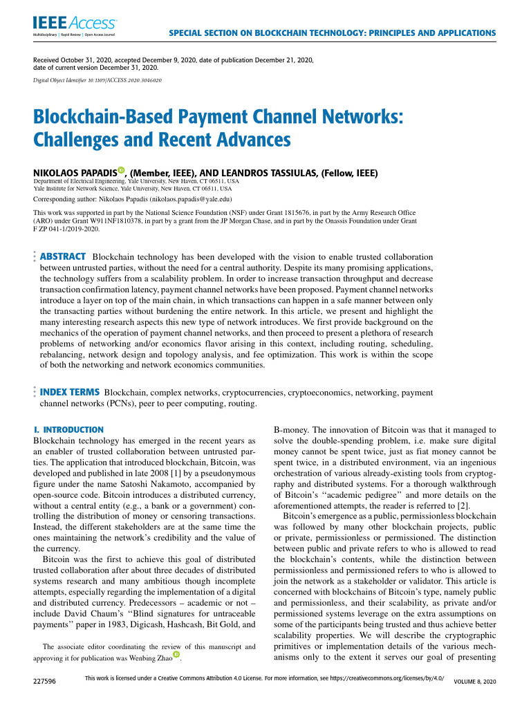 Blockchain-Based Payment Channel Networks Challenges and Recent Advances | PDF