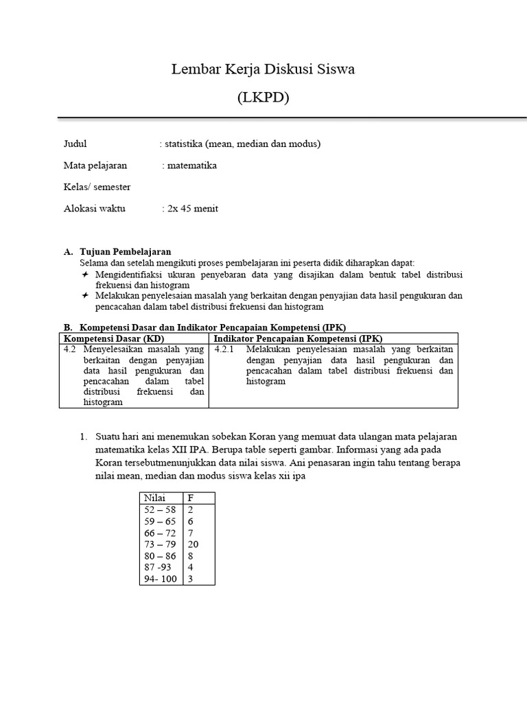 Lembar Kerja Diskusi Siswa | PDF