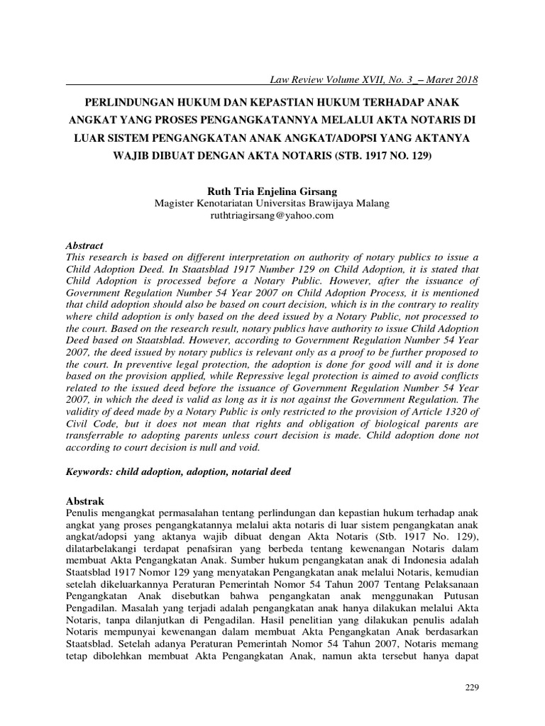 Akta Notaris Pengangkatan Anak | PDF | Hukum