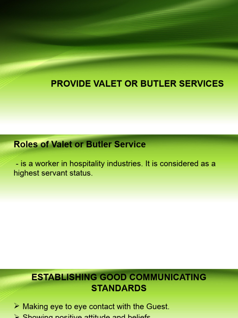 Provide Valet or Butler Services | PDF