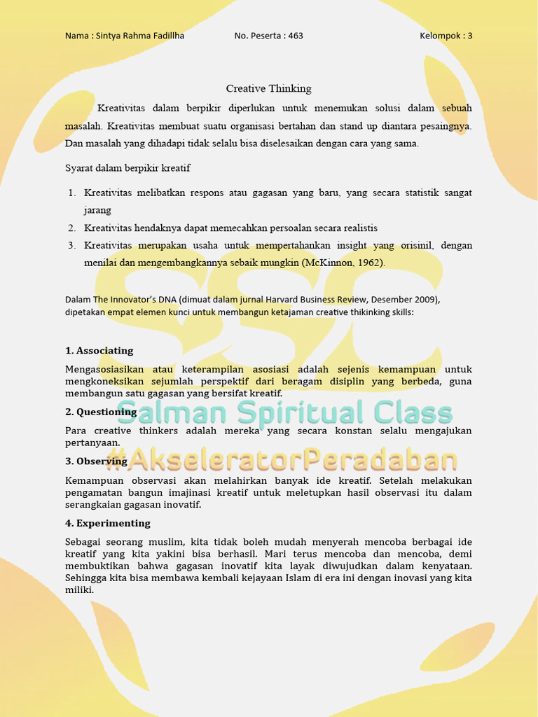 Worksheet 3_Creative Thinking | PDF