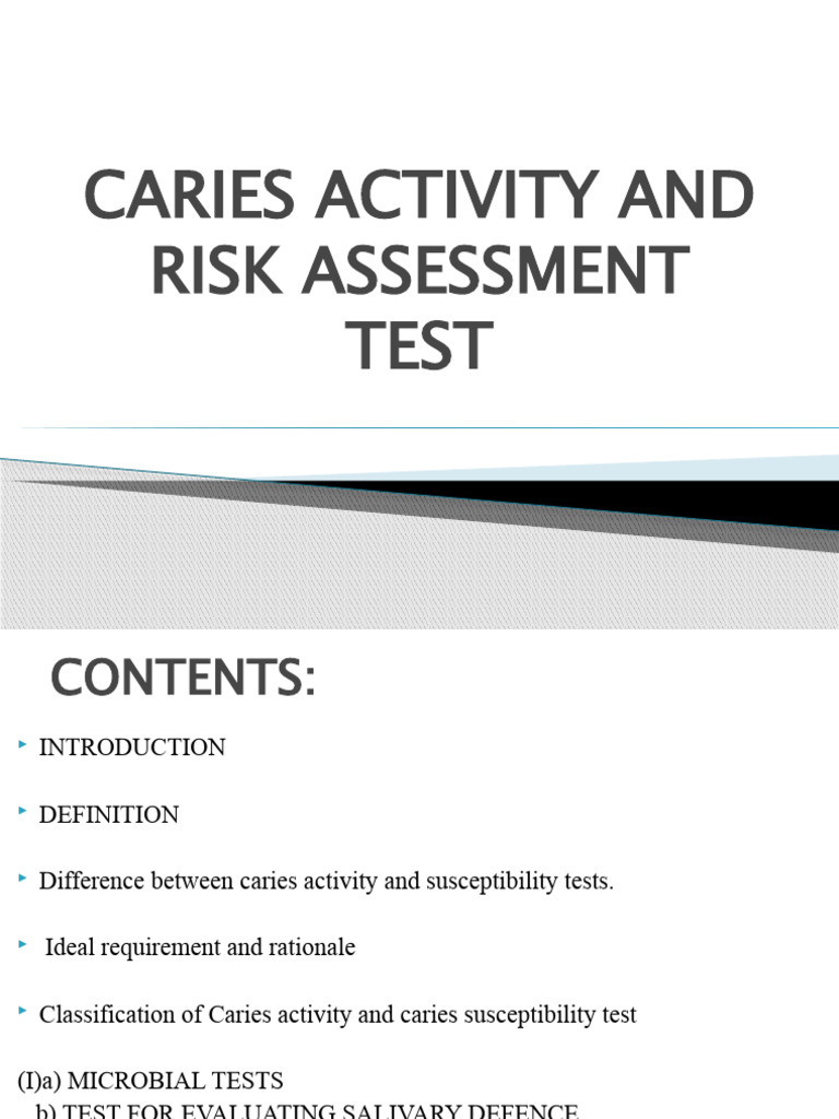 CARIES ACTIVITY AND RISK ASSESMENT TEST | PDF