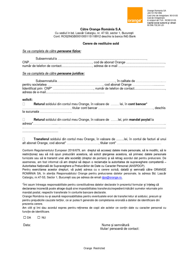 Cerere-de-restituire-sold | PDF