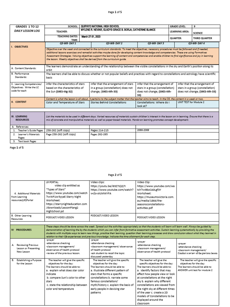 DLP in Science 9 | PDF