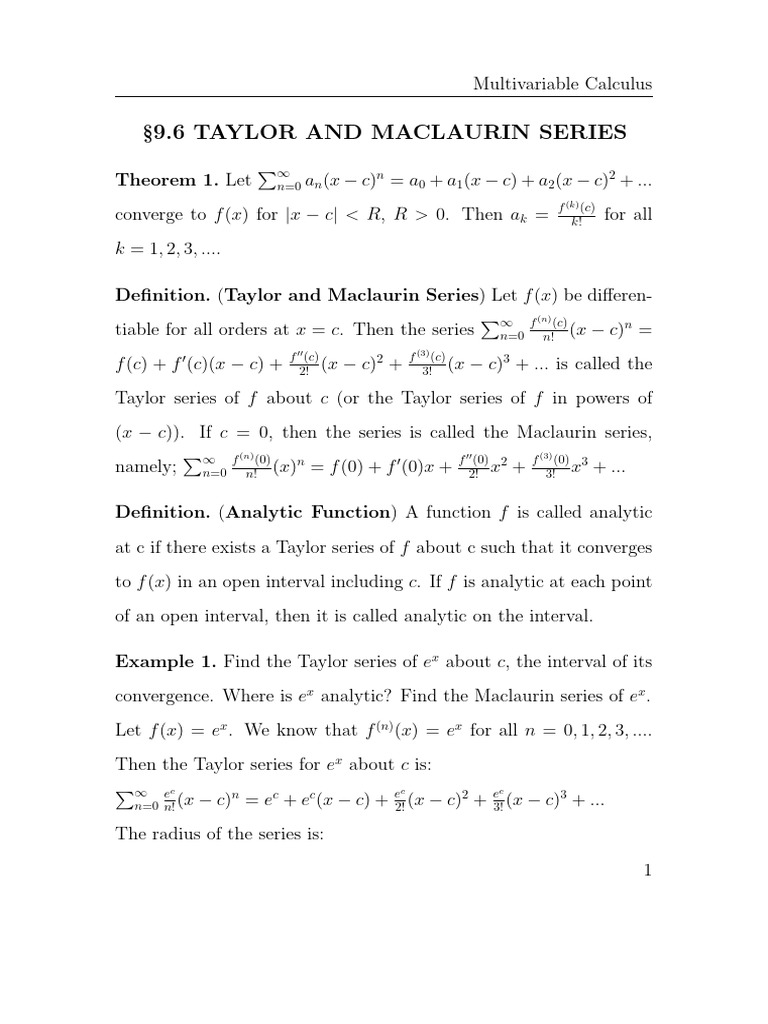 9.6 Taylor and Maclaurin Series | PDF