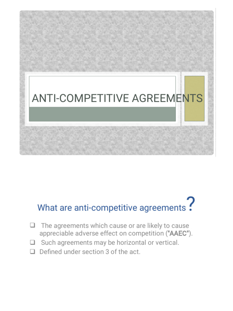 Anti-Competitive Agreements | PDF