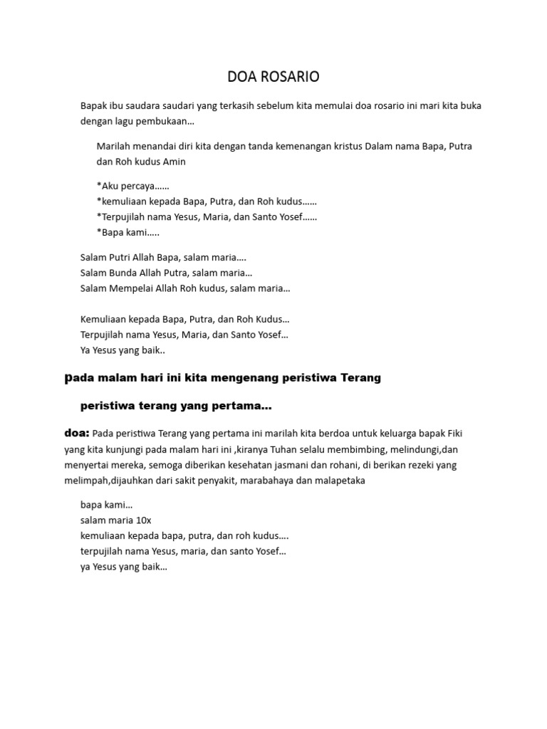 Doa Rosario | PDF