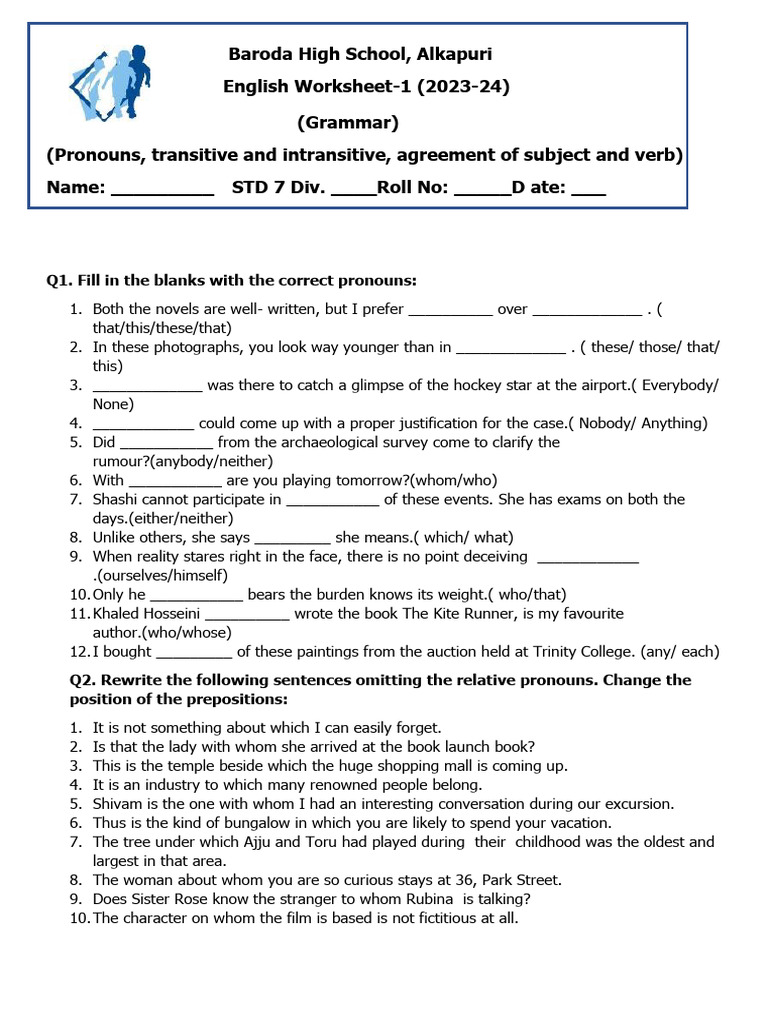 Class-7-English-Worksheet | PDF