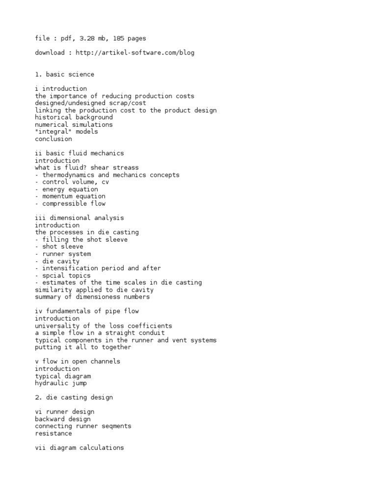 Die Casting Design Calculations Guide | PDF