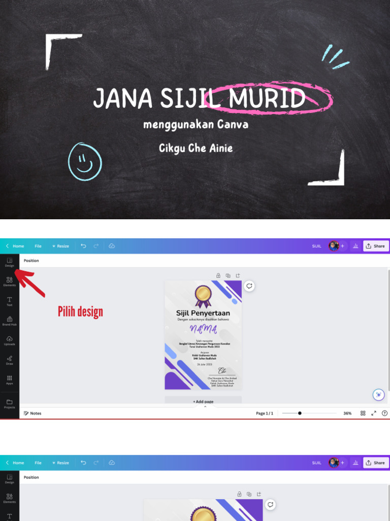 Panduan Buat Sijil Murid di Canva | PDF | Karier & Perkembangan | Seni