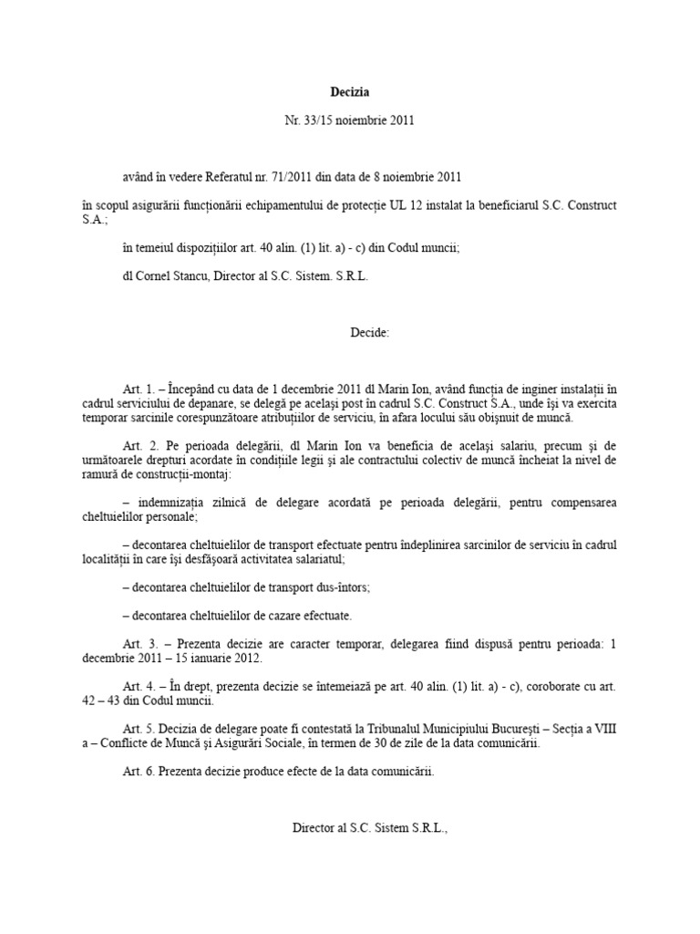 Decizie de Delegare | PDF